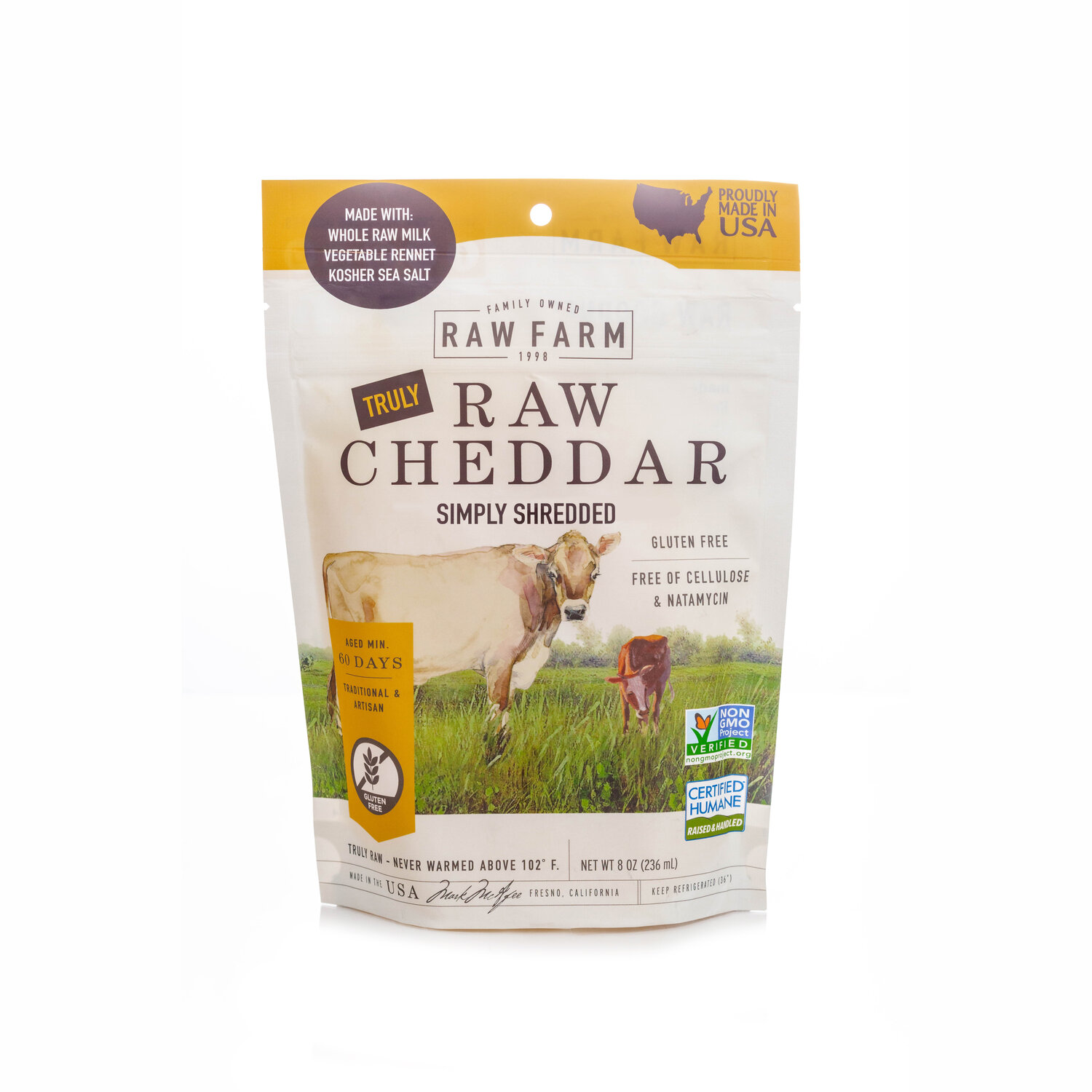 Raw Farm USA: Raw Cheddar Cheese (Shredded) - The Real Food Project