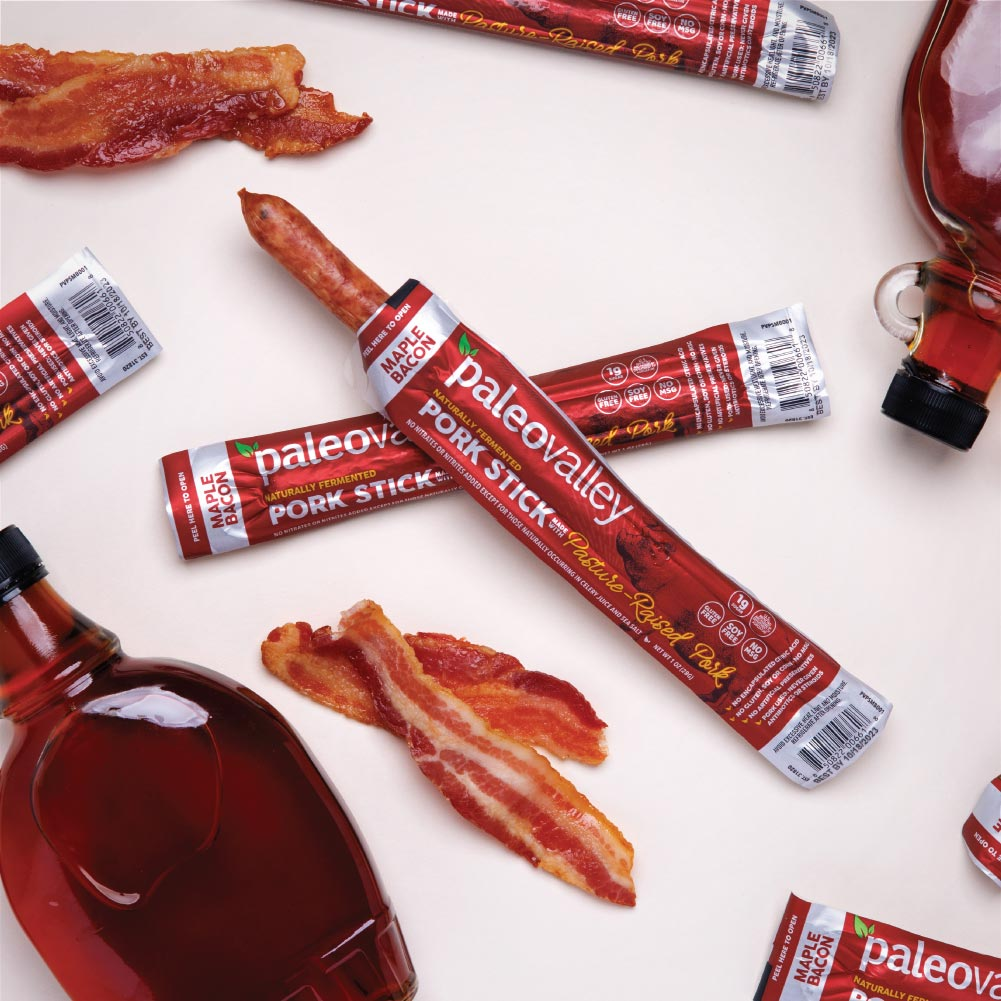 Paleovalley Pasture-Raised Pork Sticks: Maple Bacon - The Real Food Project